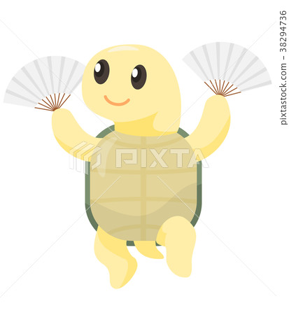 Cheerful turtle fan - Stock Illustration [38294736] - PIXTA