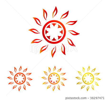 Midsummer sun | Symbol set (brown, orange, gold) - Stock Illustration ...