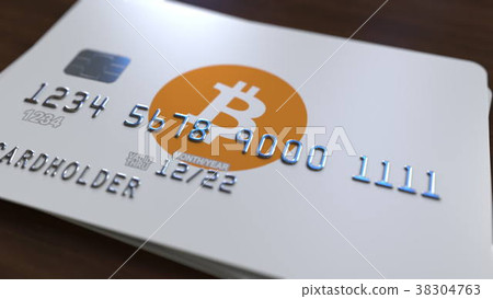 Plastic bank card with bitcoin logo. New ways of - Stock Illustration ...