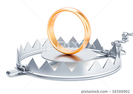 Trap with wedding rings, 3D rendering - Stock Illustration [38308902 ...