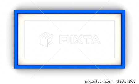 Blue blank frame on white background. 3d rendering - Stock Illustration ...
