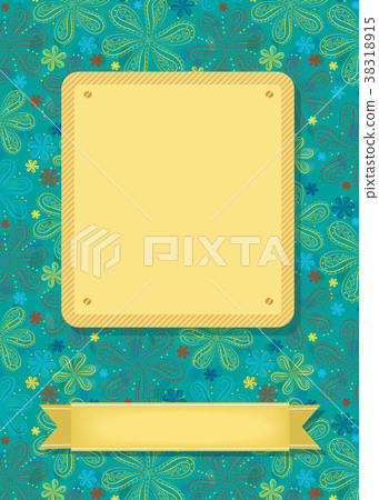 Floral greeting card with banners for custom text - Stock Illustration ...