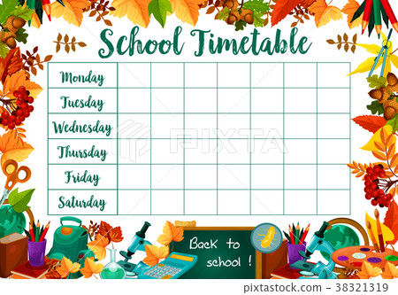 School lessons timetable schedule vector template - Stock Illustration ...
