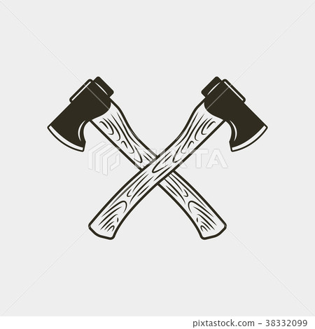 two crossed axes isolated on white background - Stock Illustration ...
