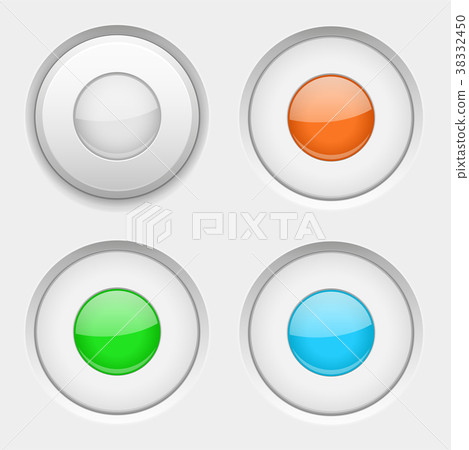 White round buttons. Normal and Active. Colored - Stock Illustration ...