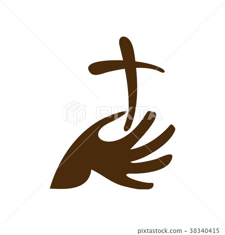 Hand holding a cross icon - Stock Illustration [38340415] - PIXTA