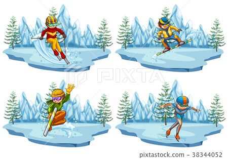 Four scenes with people - Stock Illustration [38344052] - PIXTA