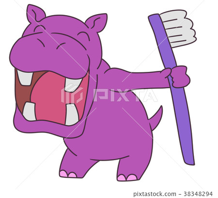 Hippo and toothbrush - Stock Illustration [38348294] - PIXTA