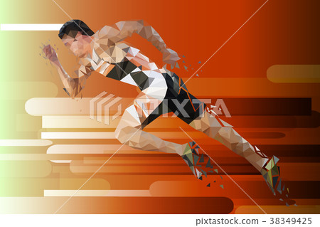 Low poly Vector illustration. Running athlete. - Stock Illustration ...