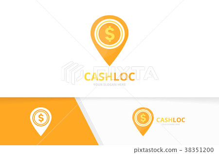 Vector coin and map pointer logo combination - Stock Illustration ...