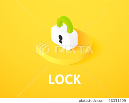 Lock isometric icon, isolated on color background - Stock Illustration ...