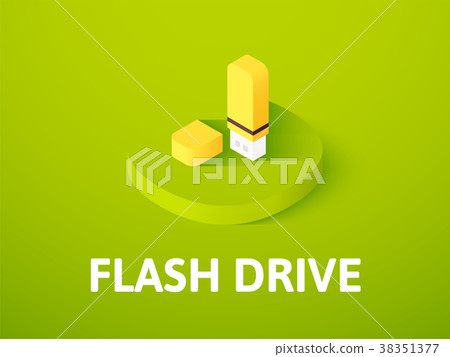 Flash drive isometric icon, isolated on color - Stock Illustration ...