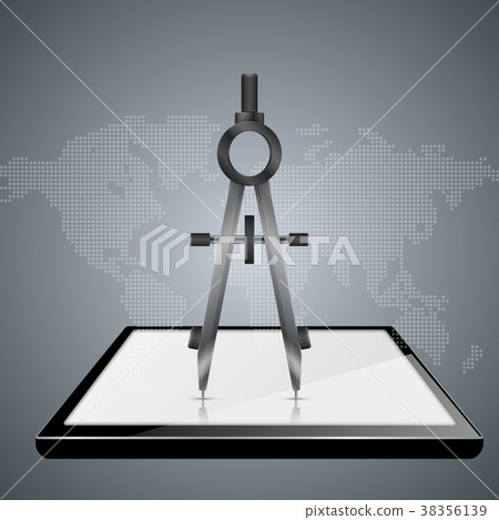 Dividers, compas, smartphone, tablet, gadget - - Stock Illustration ...