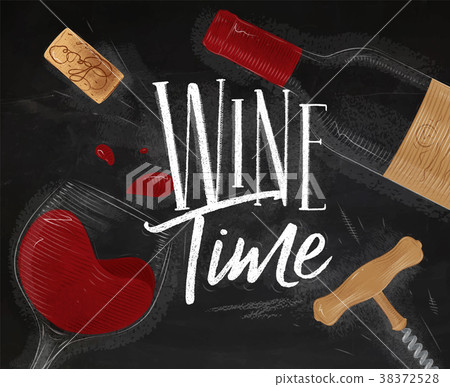 Poster wine time - Stock Illustration [38372528] - PIXTA
