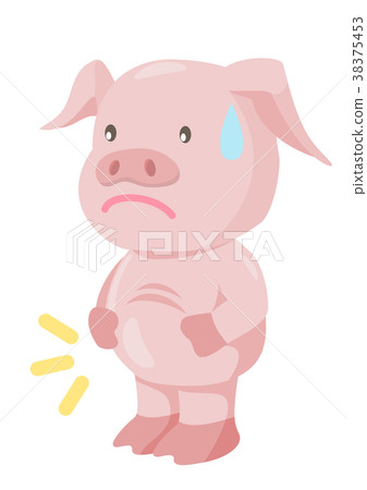 Pigs with anxious stomach belly - Stock Illustration [38375453] - PIXTA