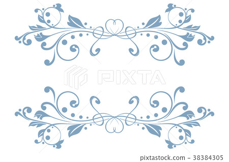 Blue floral decoration. Dividers - Stock Illustration [38384305] - PIXTA