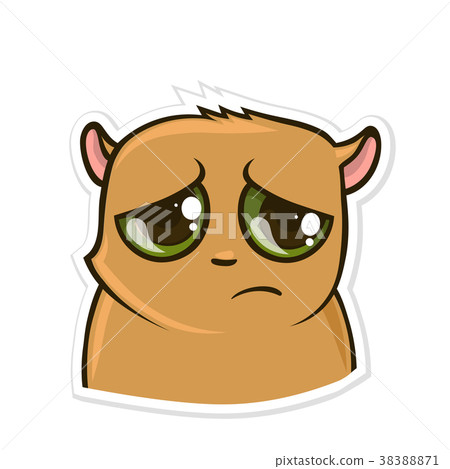 Sticker for messenger with funny animal. Sad - Stock Illustration ...