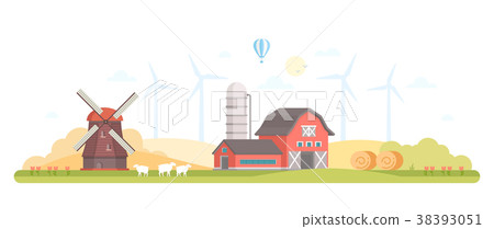 Village - modern flat design style vector - Stock Illustration ...