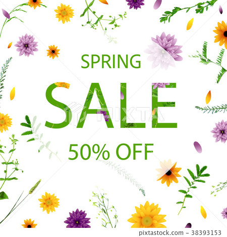 Sale Poster With Flowers - Stock Illustration [38393153] - PIXTA