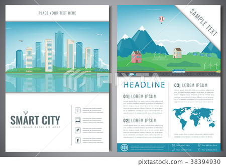 City brochure with urban landscape and suburb - Stock Illustration ...