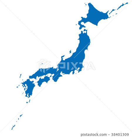 Blue Japanese archipelago map - Stock Illustration [38401309] - PIXTA