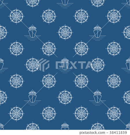 Seamless Blue Maritime Pattern - Stock Illustration [38411839] - PIXTA