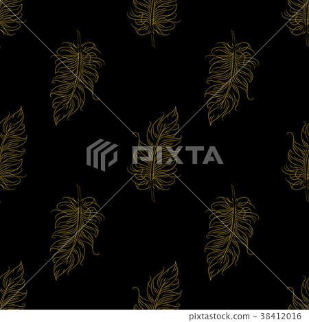 Golden feather decor seamless pattern - Stock Illustration [38412016 ...