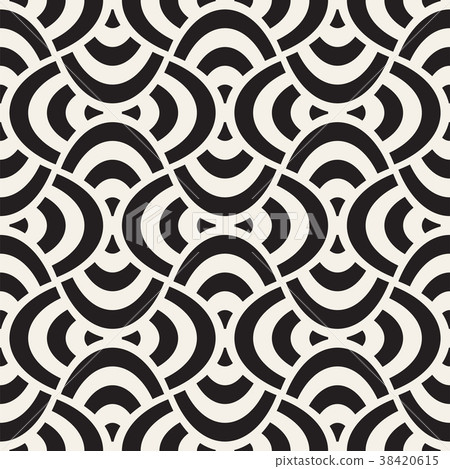 Vector geometric seamless pattern with curved - Stock Illustration ...