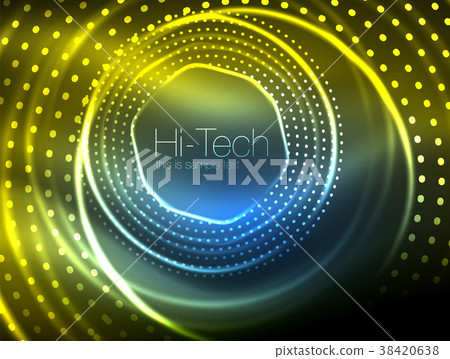 Magic neon circle shape abstract background, shiny - Stock Illustration ...