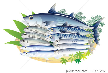 Blue fish salmon salmon salmon autumn sword... - Stock Illustration ...