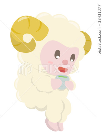 Sheep drinking tea - Stock Illustration [38431377] - PIXTA