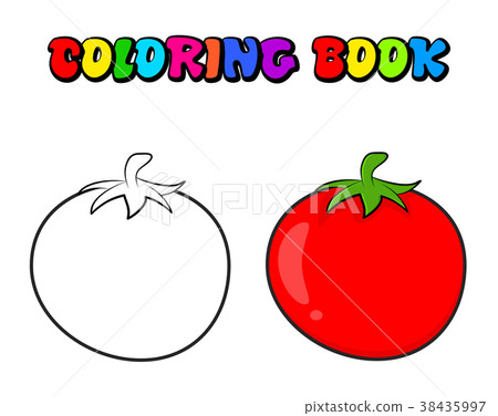 simple tomato outline for colouring book isolated - Stock Illustration ...