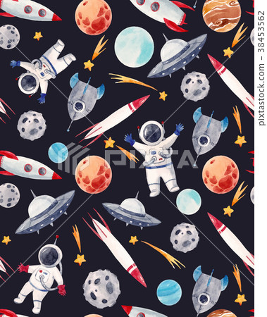 Watercolor space baby vector pattern - Stock Illustration [38453562 ...
