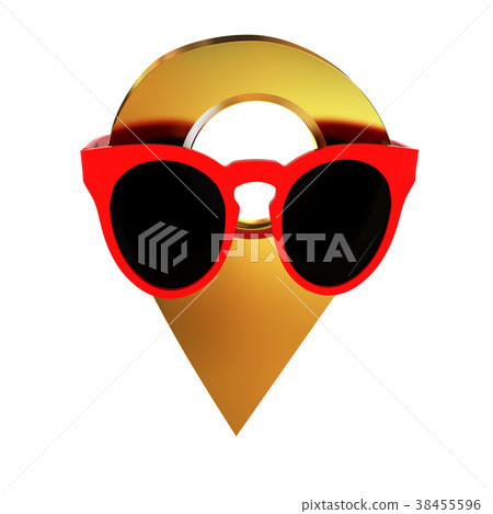 Glamour map pointer in sunglasses. 3d illustration - Stock Illustration ...