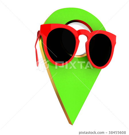 Glamour map pointer in sunglasses. 3d illustration - Stock Illustration ...