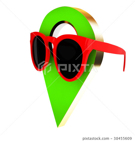 Glamour map pointer in sunglasses. 3d illustration - Stock Illustration ...