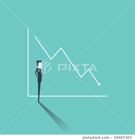 Businessman looking at a graph with profit fall. - Stock Illustration ...