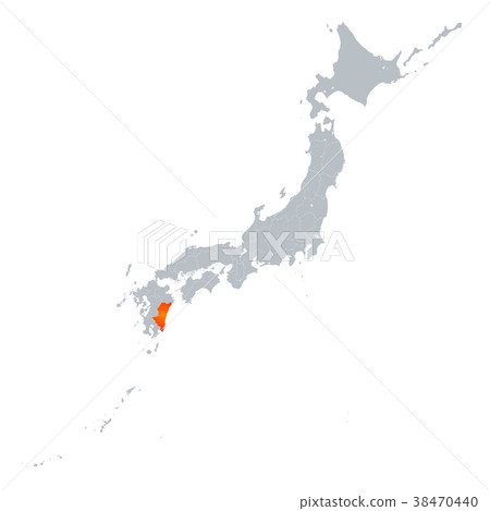 Miyazaki Prefecture Map Japanese Islands - Stock Illustration [38470440 ...