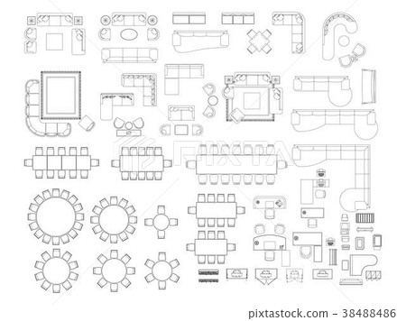 Interior icon chair, table and sofa. - Stock Illustration [38488486 ...