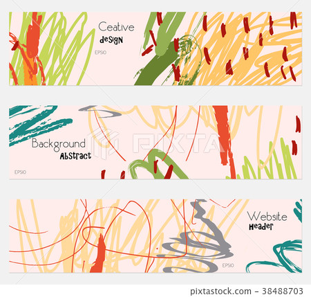 Scribbles marks doodles cream banner set - Stock Illustration [38488703 ...