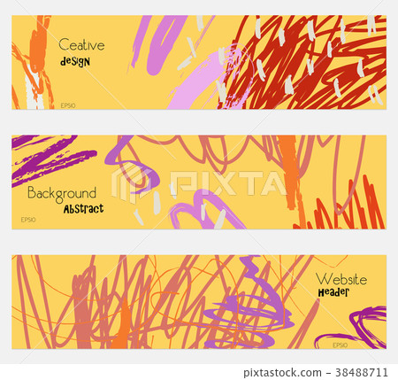 Scribbles marks doodles yellow banner set - Stock Illustration ...