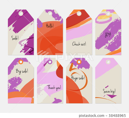 Striped strokes with grunge purple cream tag set - Stock Illustration ...