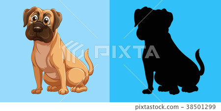 Silhouette dog on blue background - Stock Illustration [38501299] - PIXTA