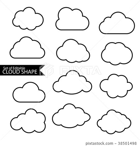 Set of Cloud Shape Symbol Editable stroke - Stock Illustration ...