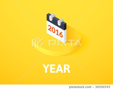 Year isometric icon, isolated on color background - Stock Illustration ...