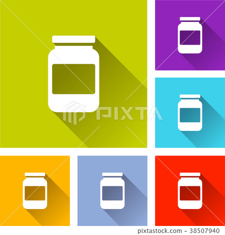 jar icons with long shadow - Stock Illustration [38507940] - PIXTA