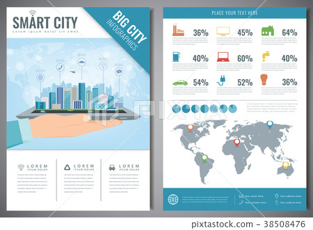 Smart city brochure with infographic elements - Stock Illustration ...