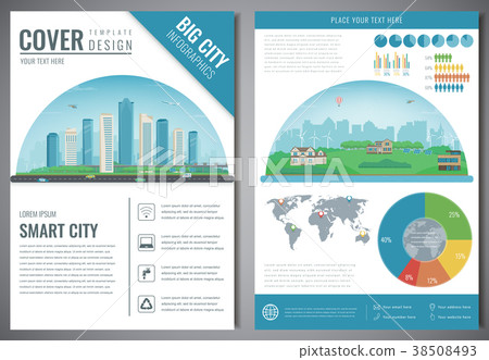 City brochure with urban landscape and suburb - Stock Illustration ...