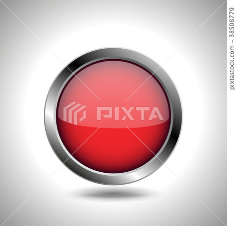 Red round button with metal frame - Stock Illustration [38508779] - PIXTA