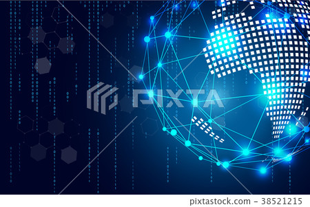 Blue technology circle and computer science - Stock Illustration ...